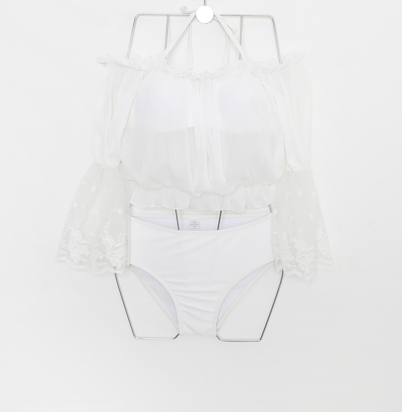 홀터넥 비키니+오프숄더 커버업SET (3P)